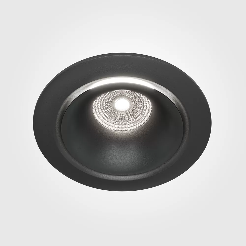 Spot fix LED Maytoni Yin, 12W, 4000K, TRIAC, incastrat, negru