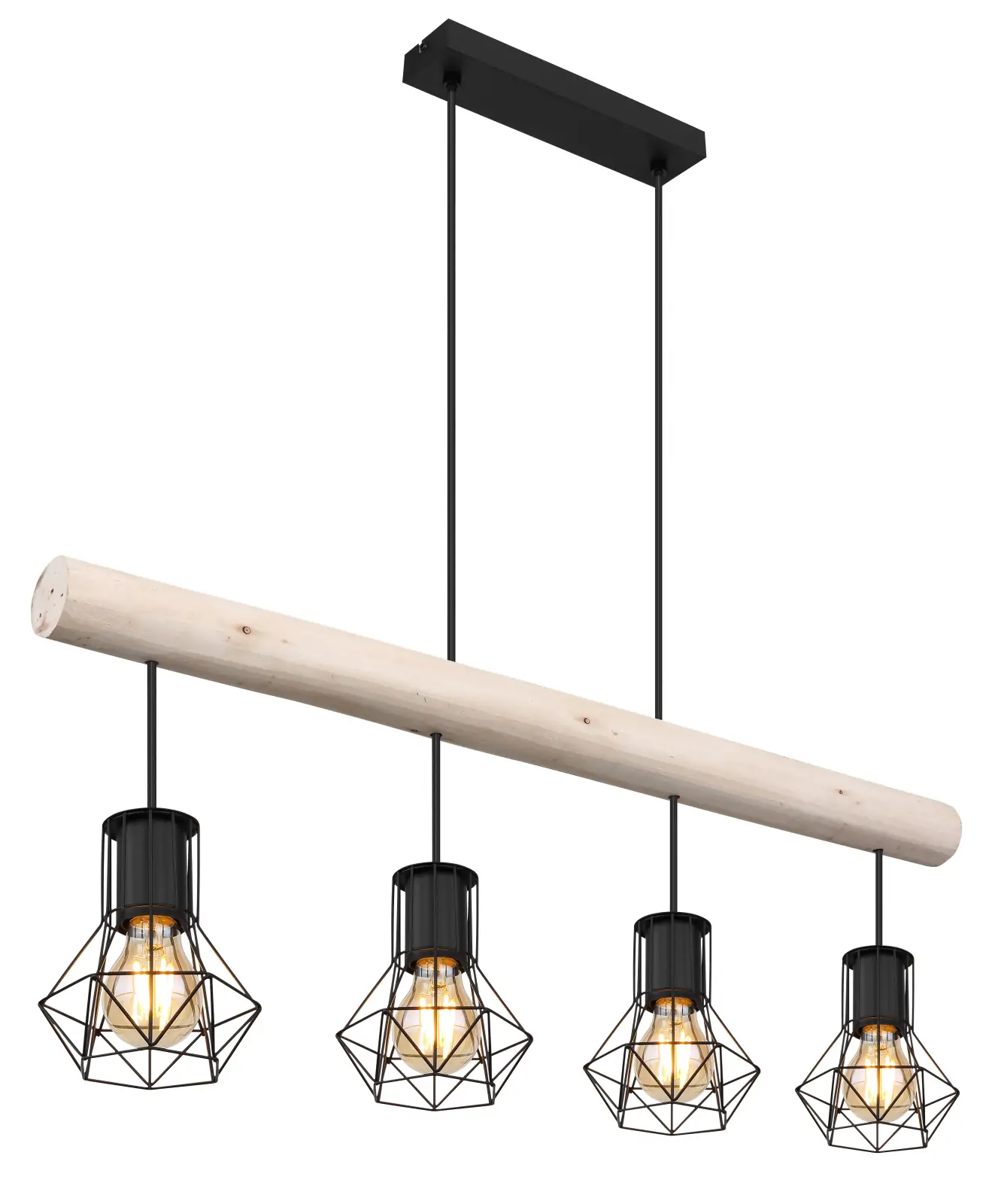 Pendul Globo Lighting Priska, 4xE27, negru-lemn