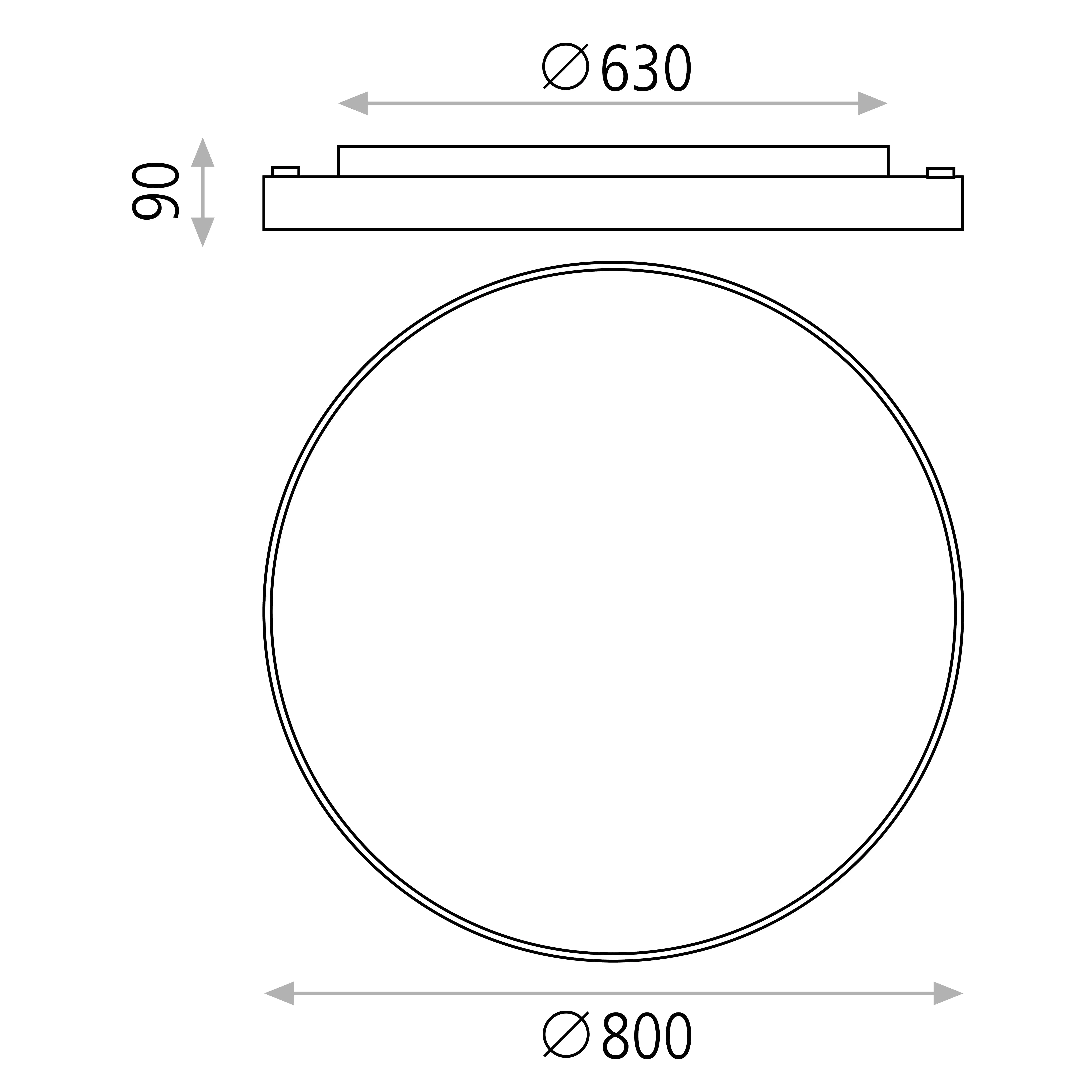 Plafoniera LED ACB Lisboa, 92W, 3000K, D800 mm, alb, dimabil Dali/Push