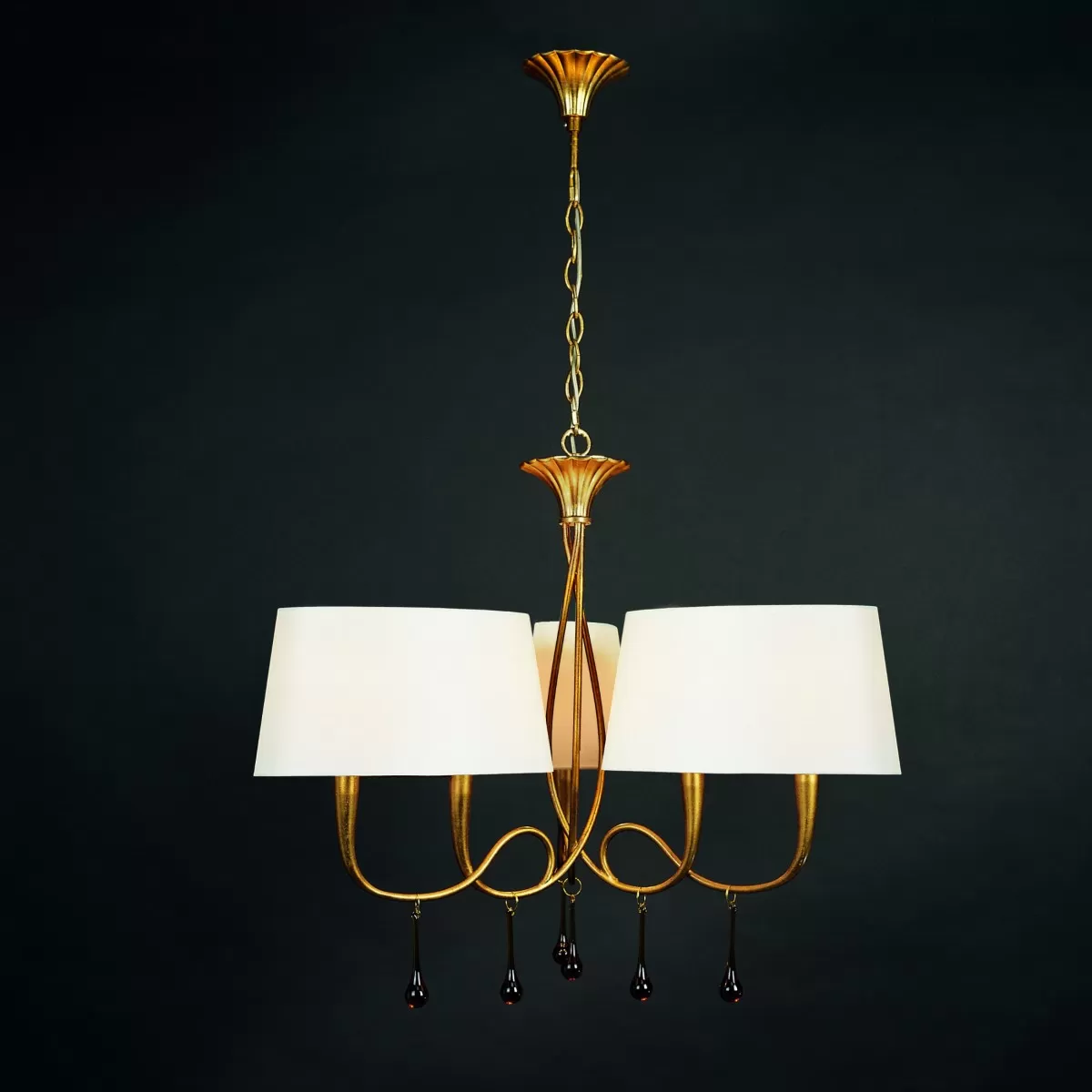 Lustra cristal Mantra Paola, 6xE14, auriu-crem