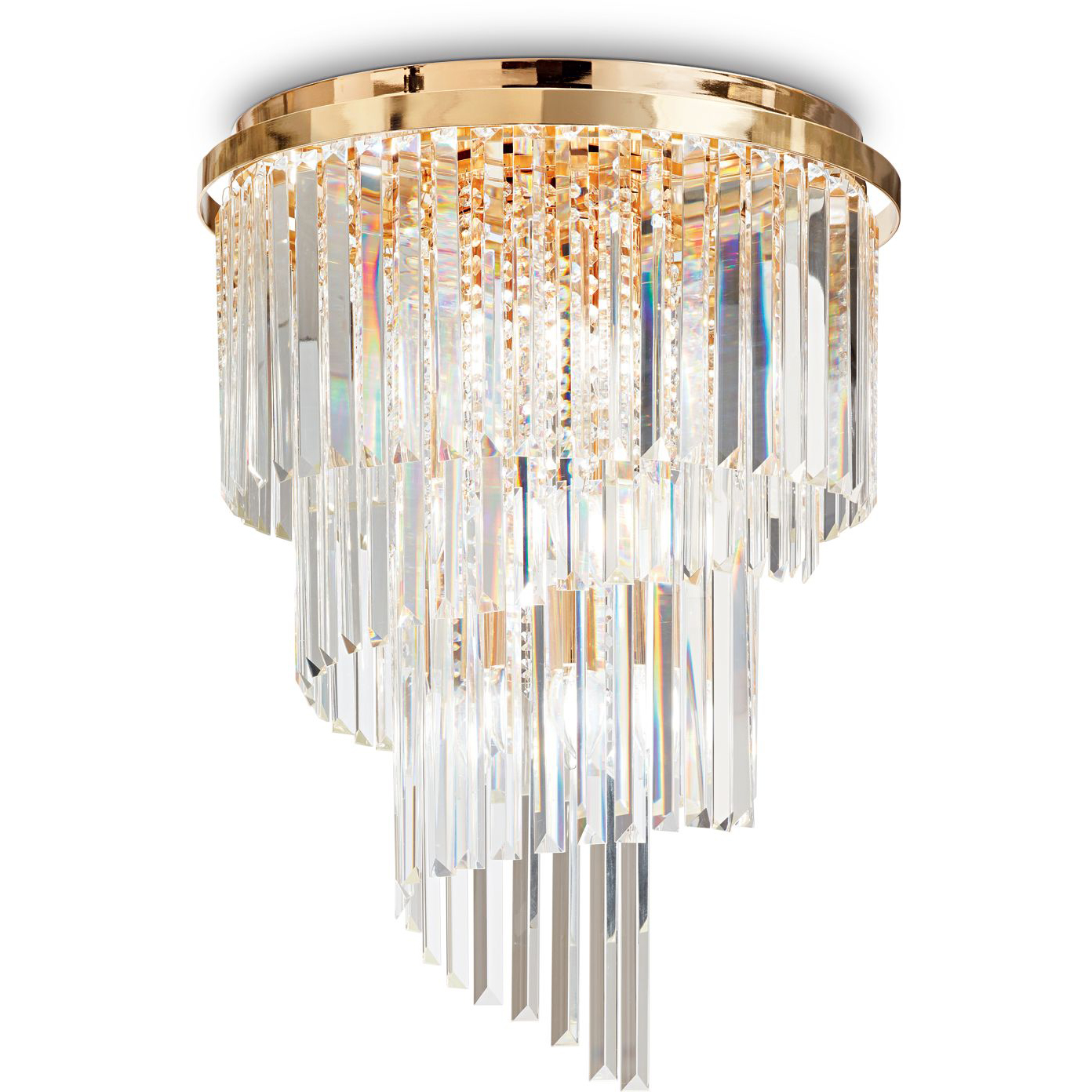Lustra cristal Ideal Lux Carlton, 12xE14, auriu-transparent